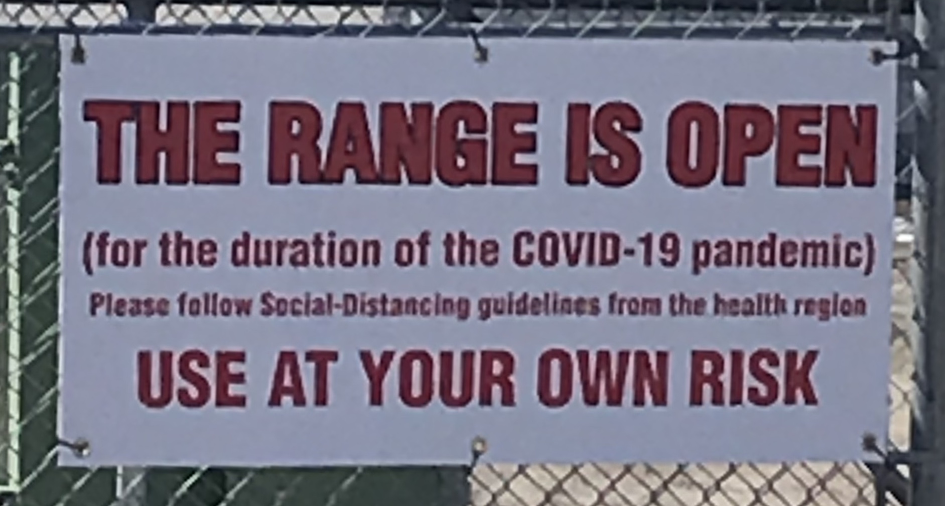 The Outdoor Range is Open. Indoor Range is CLOSED